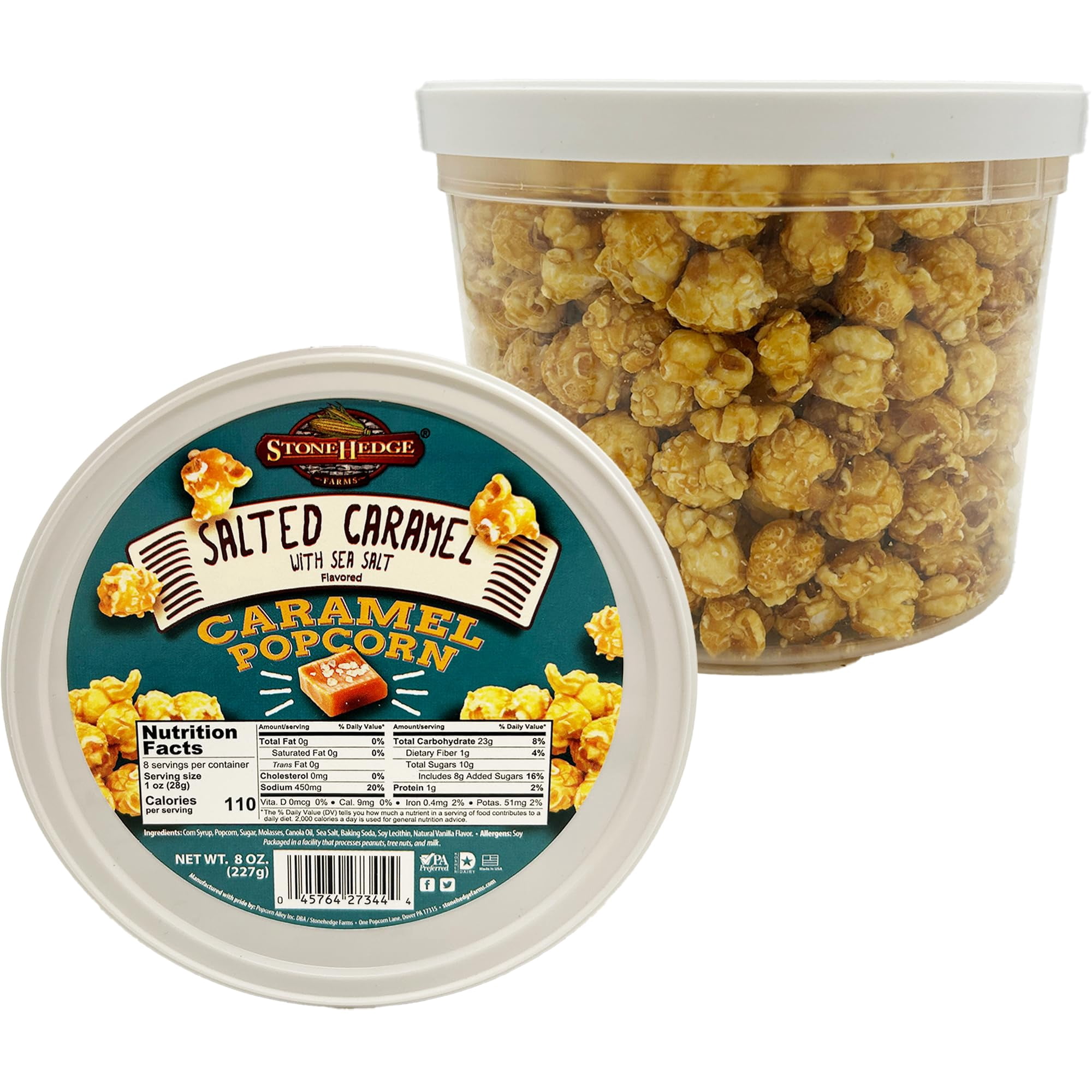 Stonehedge Farms Salted Caramel KEF16 Flavored Popcorn - 8 oz Tub ...