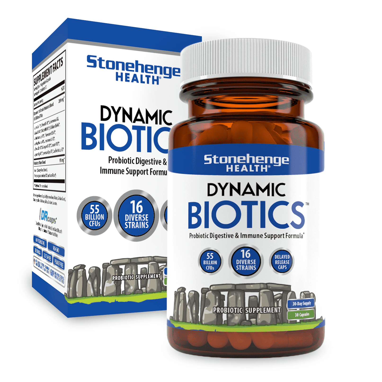Stonehenge Health Dynamic Biotics Probiotics, 55 Billion CFU, 16 ...