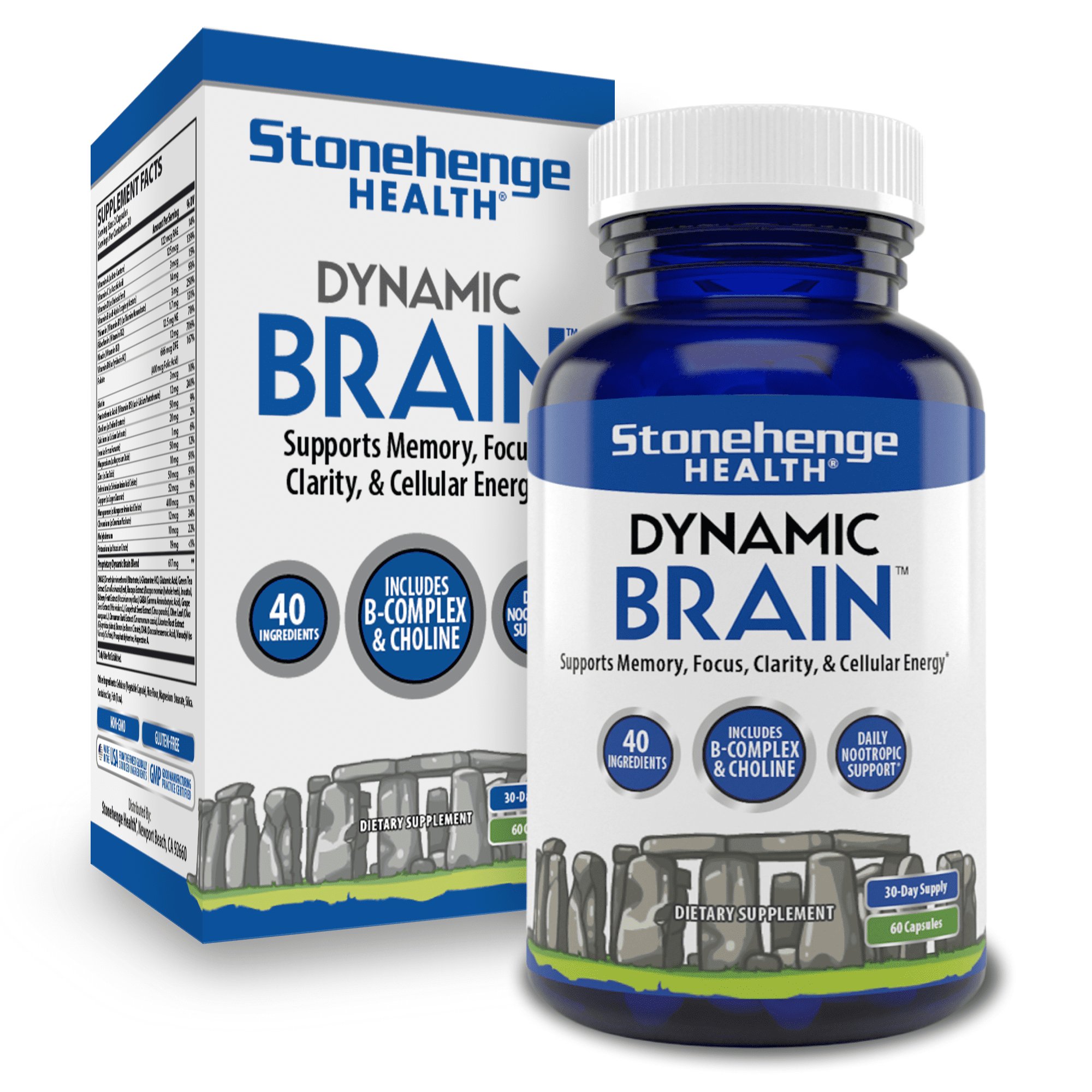 Stonehenge Health Dynamic Brain Supplement - Memory, Focus, & Clarity- Formulated with 40 Unique ...