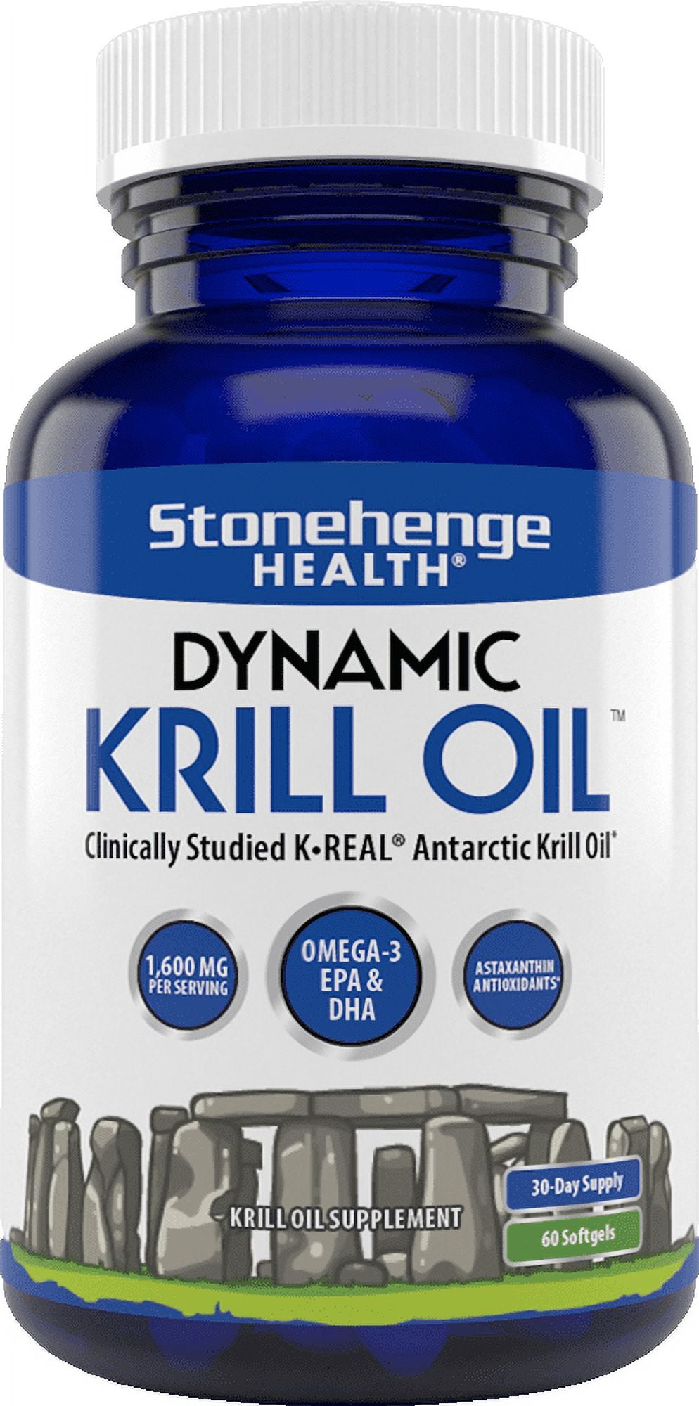Stonehenge Health Antarctic Krill Oil Omega 3 Supplements, 1600 mg Easy ...