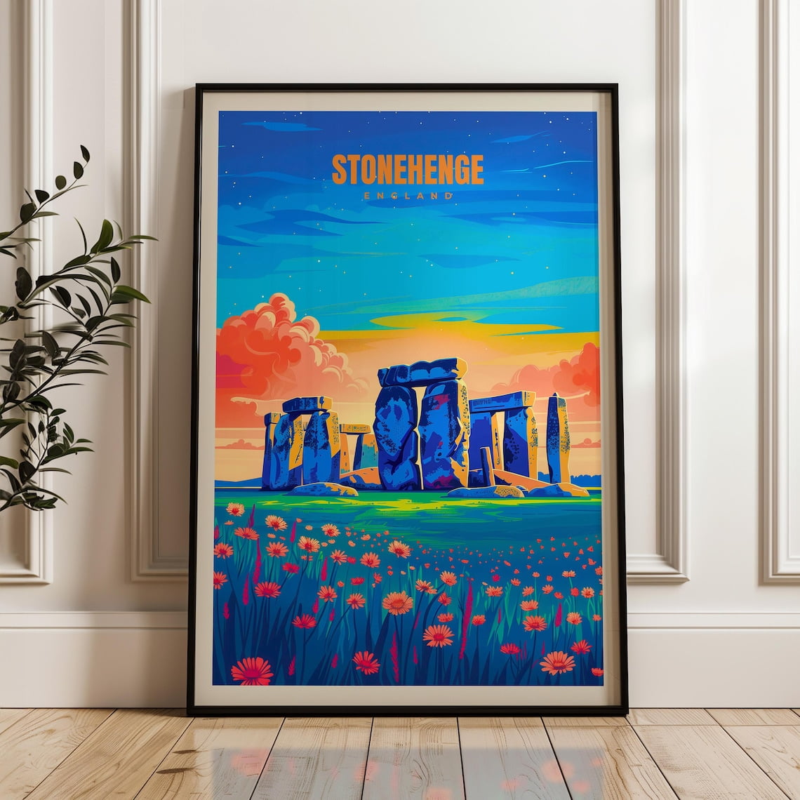 Stonehenge Travel Poster - England Wall Art Print, Illustration Poster ...