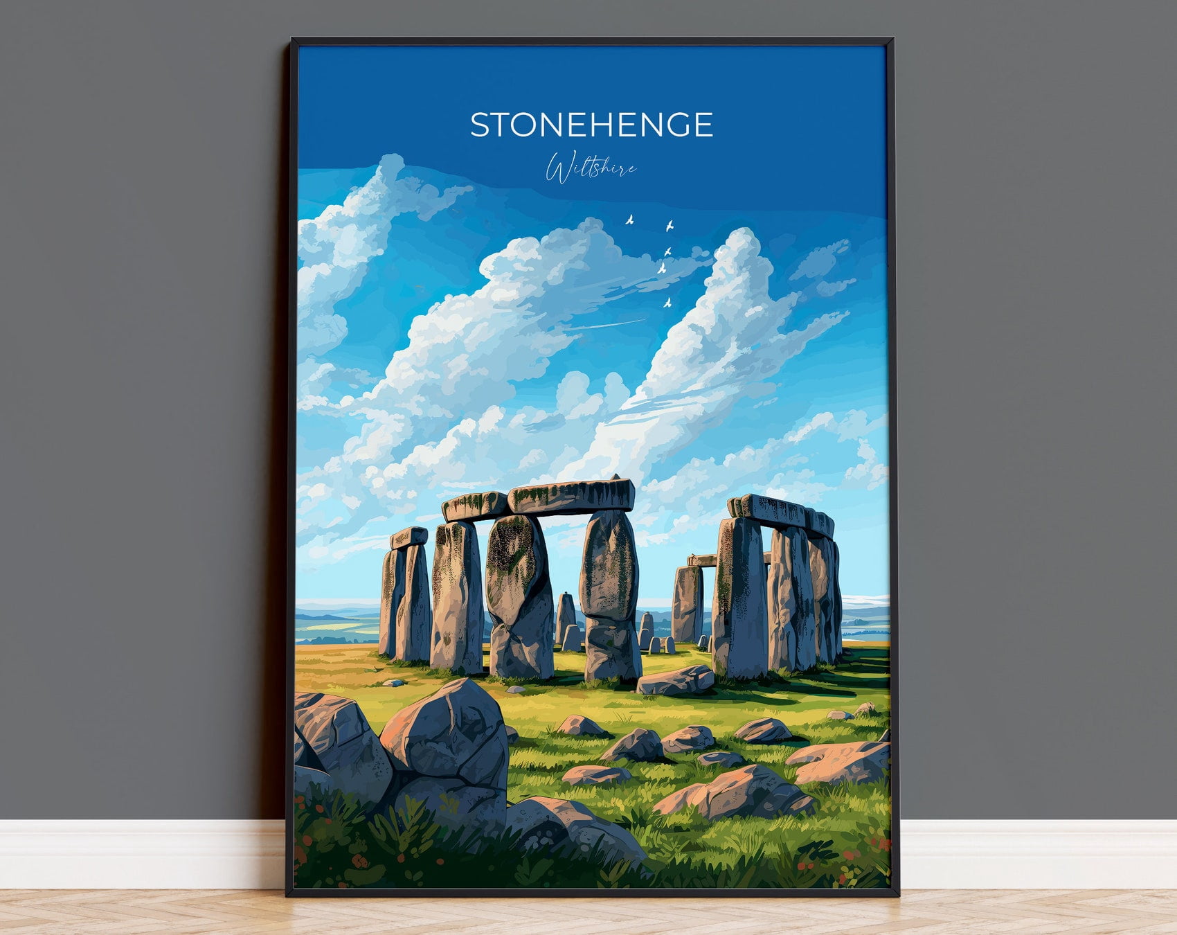 Stonehenge Travel Print Travel Poster of Stonehenge England Wiltshire ...
