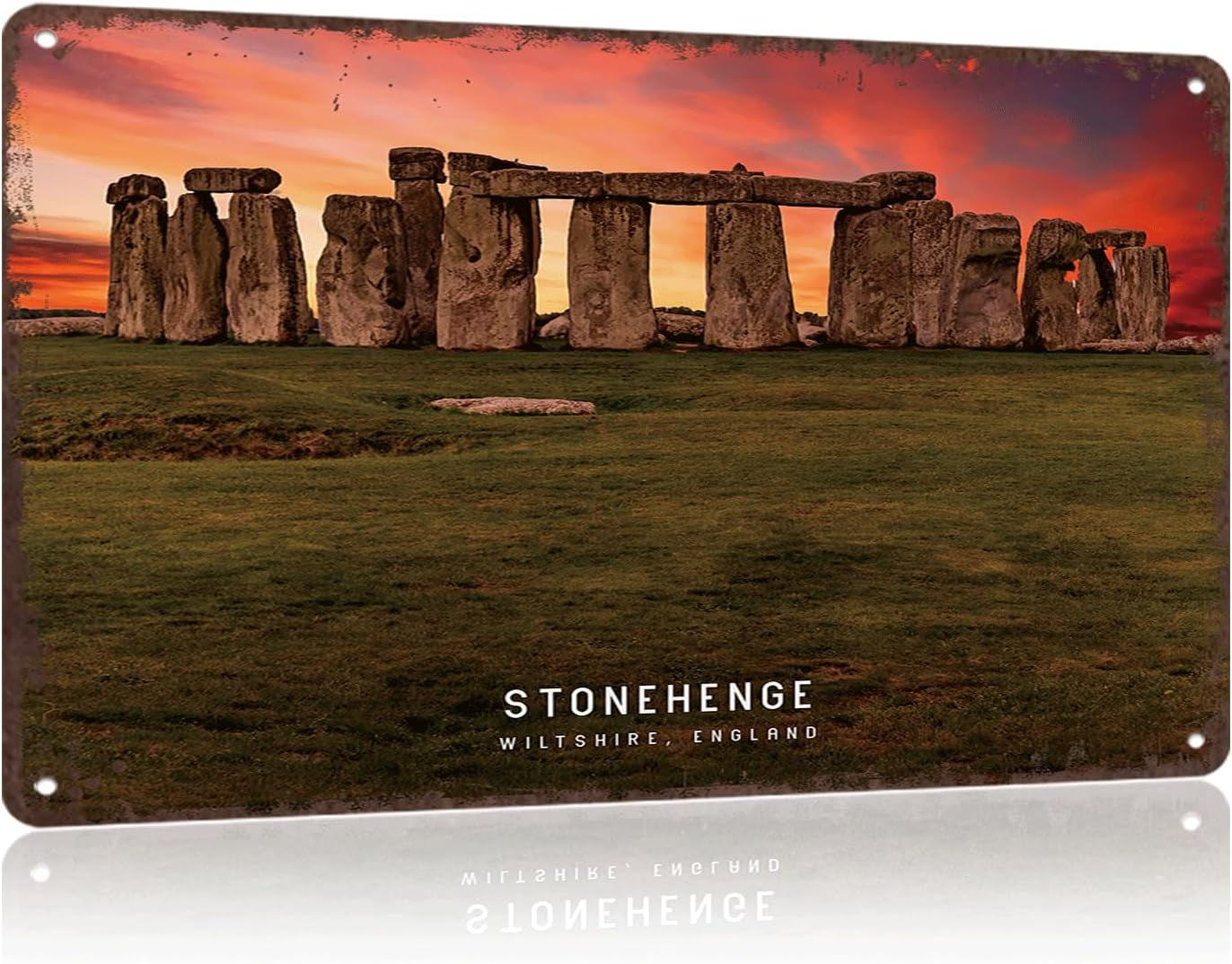 Stonehenge Vintage City Landscape Metal Tin Sign, Retro Travel Tin ...