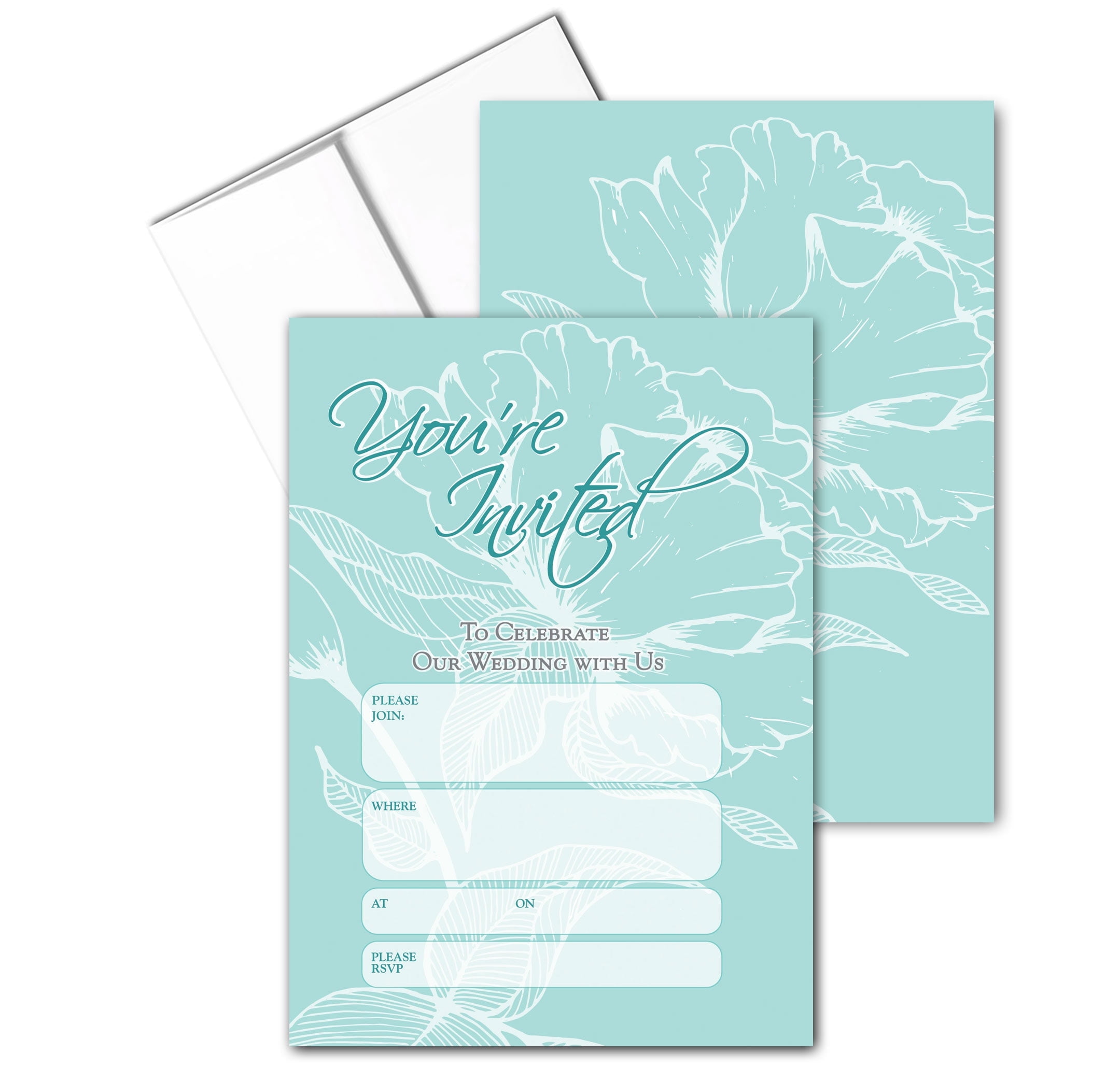 Stonehouse Collection Floral Wedding Invitation - 25 Cardstock Invites ...