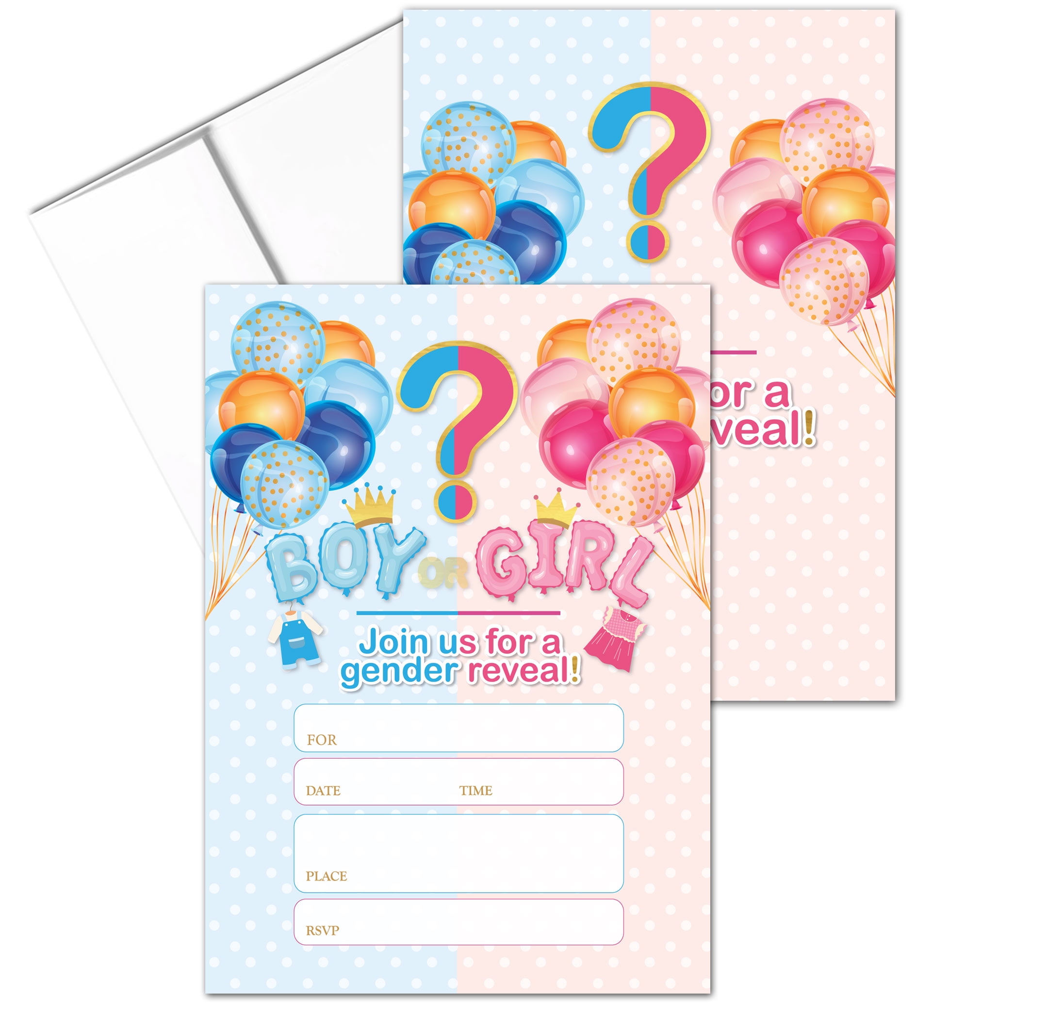 Stonehouse Collection Gender Reveal Party Invitations, Blue and Pink ...