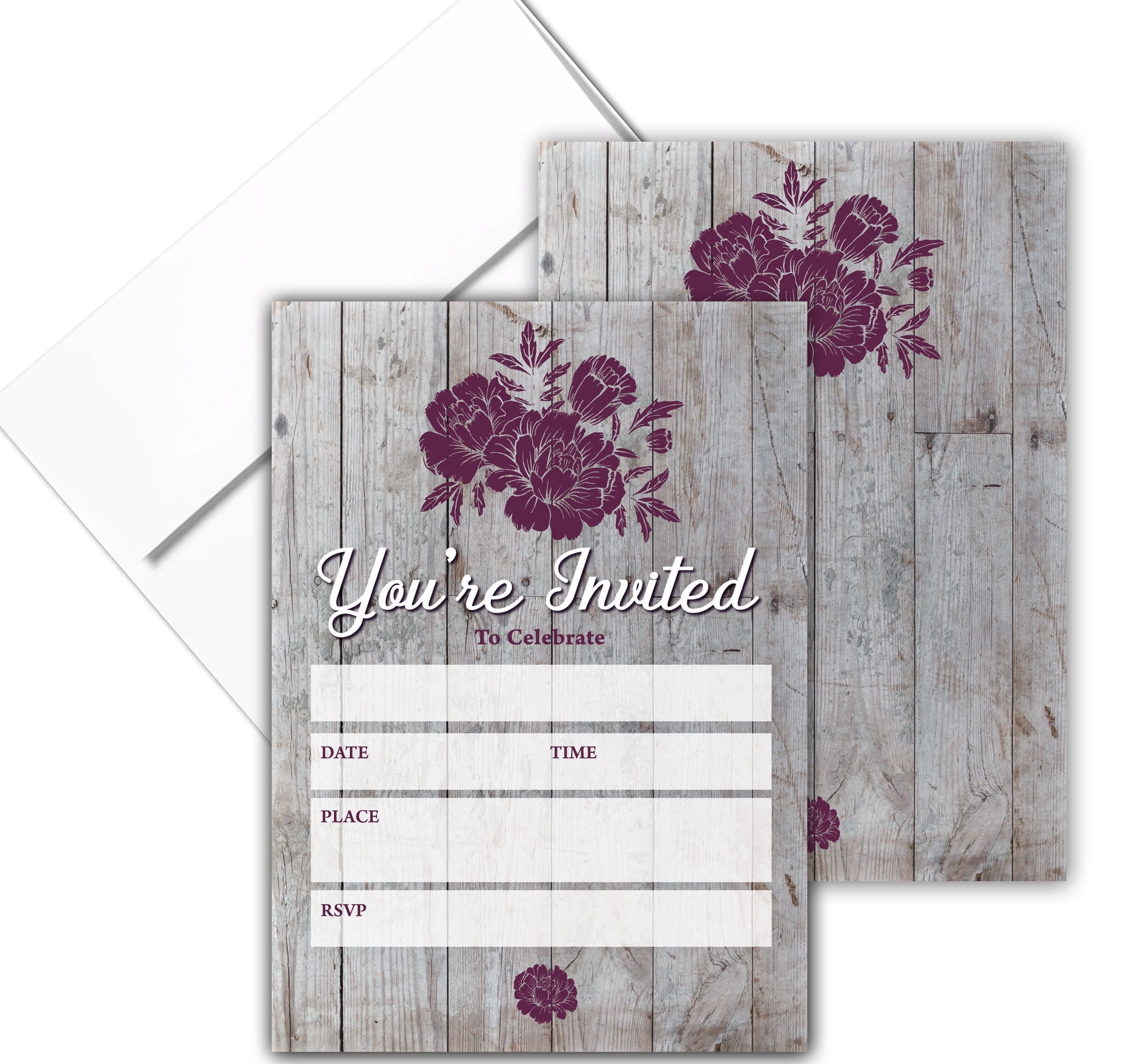 Stonehouse Collection Rustic Wedding Invitations with Envelopes, 25 ...