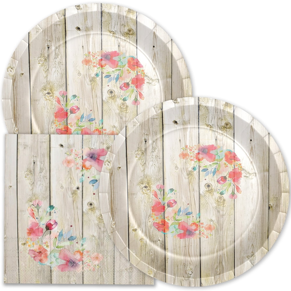 Stonehouse Collection | Rustic Barnwood Paper Plates and Napkins | 20 9 ...