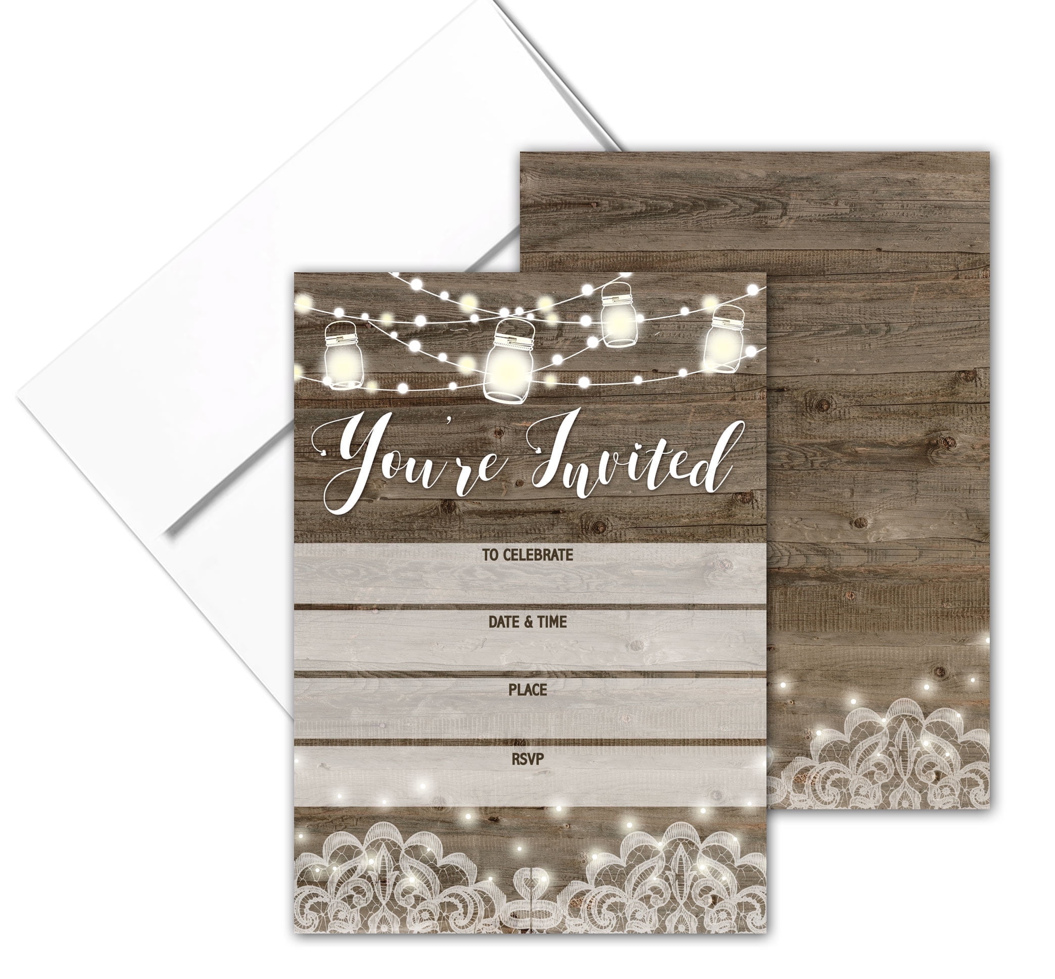 Stonehouse Collection Rustic Invitation Card Set with Envelopes, 7" x 5 ...