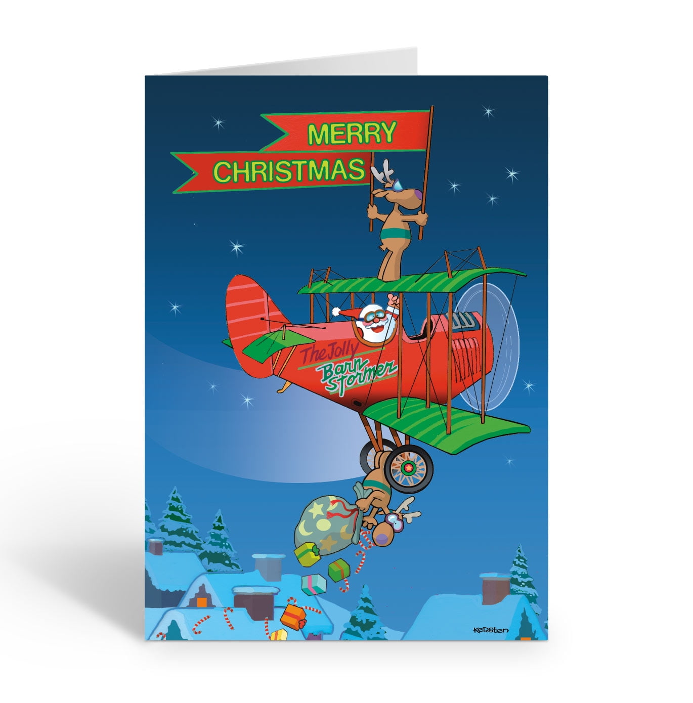 Stonehouse Collection Santa's Biplane – Airplane Christmas Cards ...