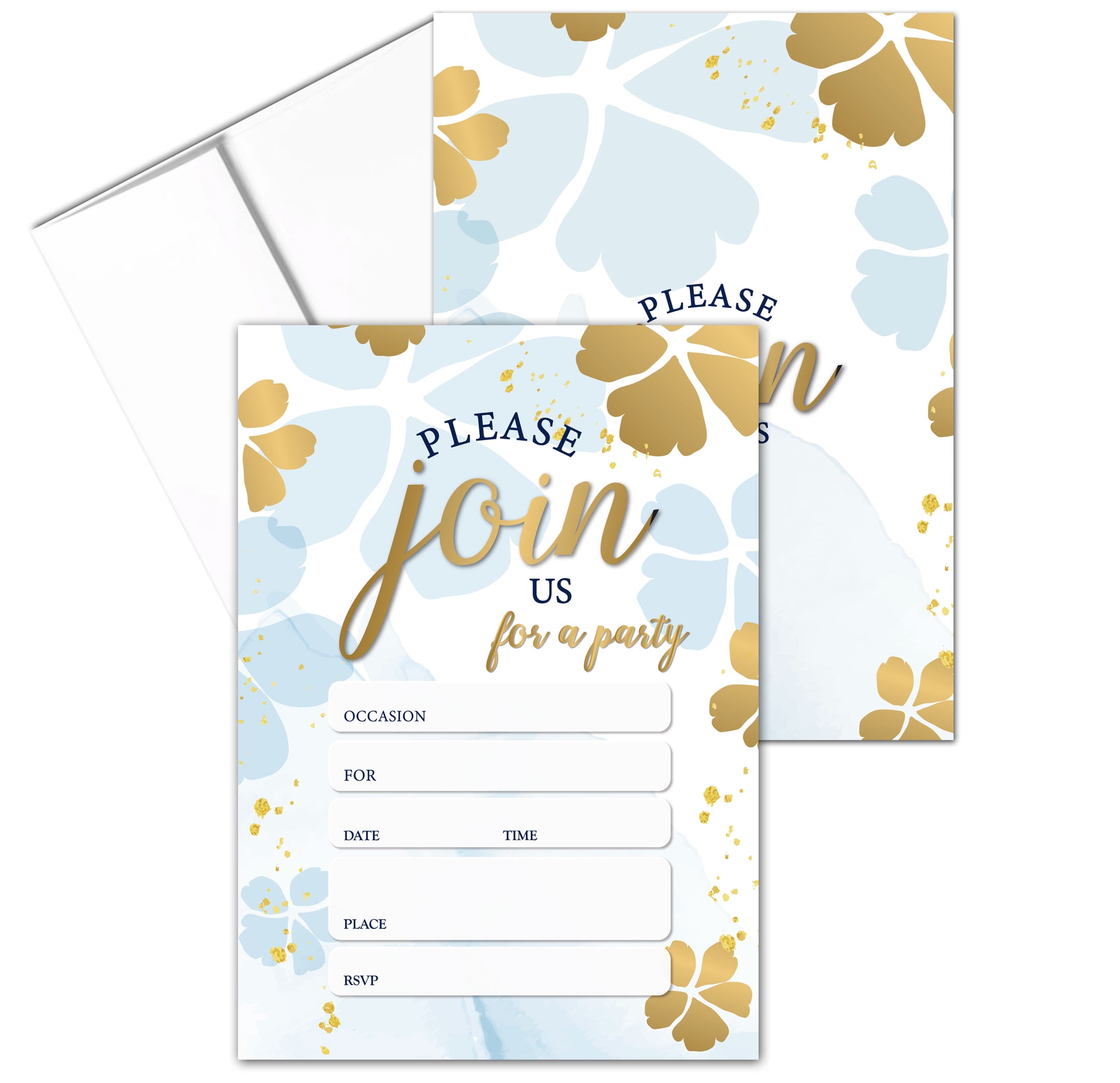 Stonehouse Collection | Yellow Floral Party Invitations With Envelopes ...