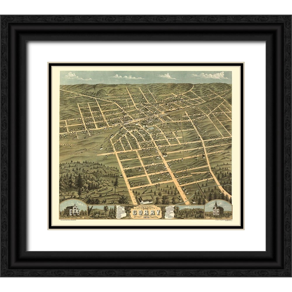 Stoner 30x26 Black Ornate Wood Framed with Double Matting Museum Art ...
