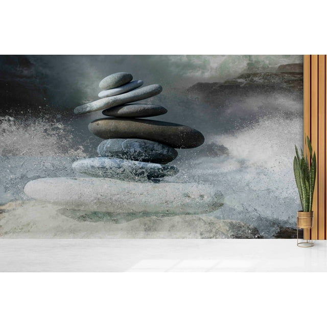 Stones Balance Wallpaper, Paper Wall Art Modern Wallpaper, Custom ...