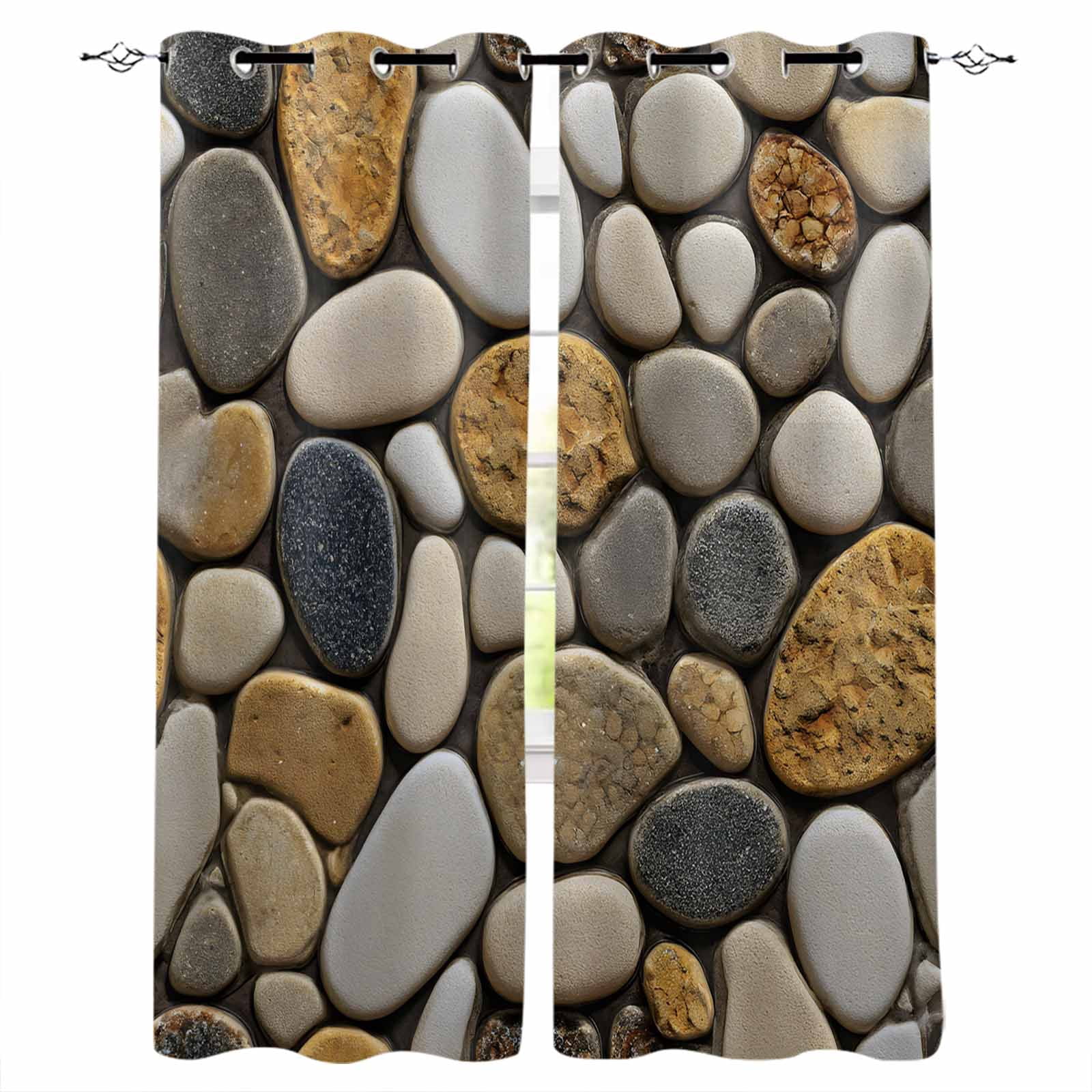 Stones Blackout Curtains 90 Inch Length 2 Panels Set for Living Room ...