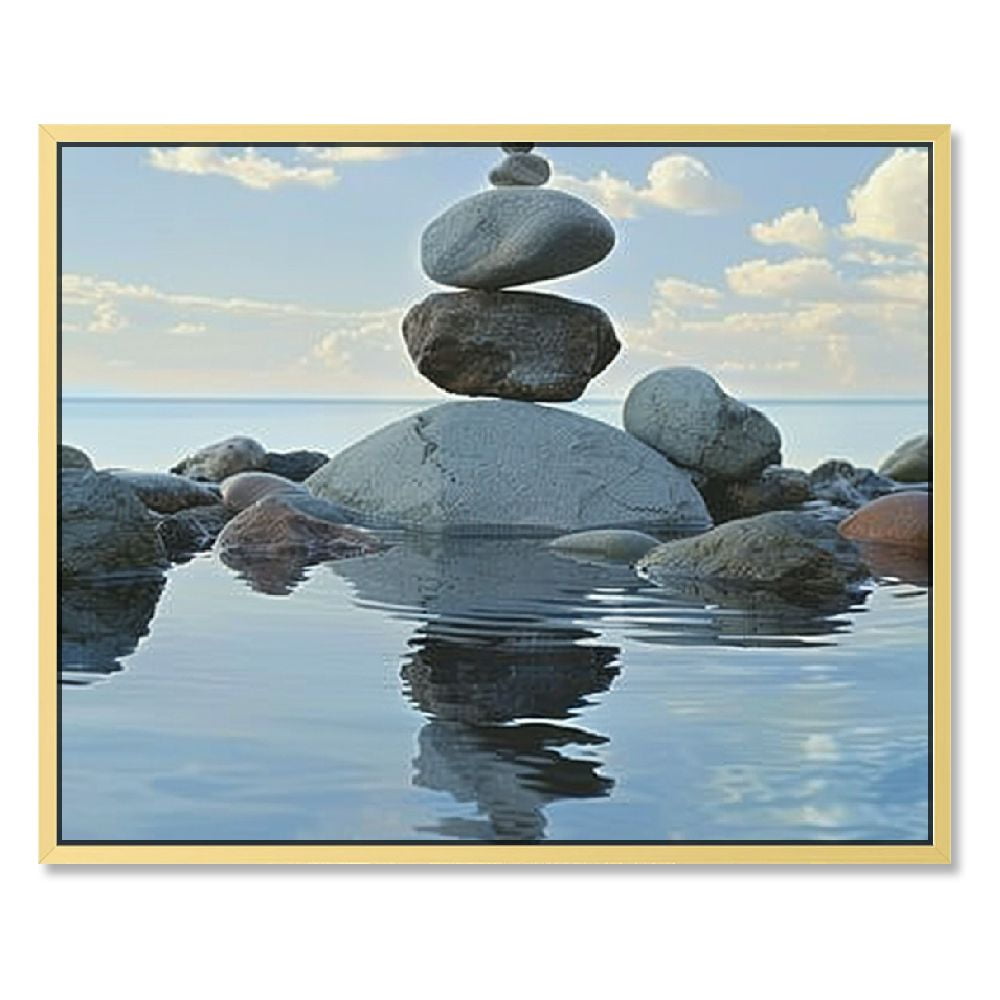 Stones Canvas Wall Art Pebbles Stack in Calm Water Picture Print ...