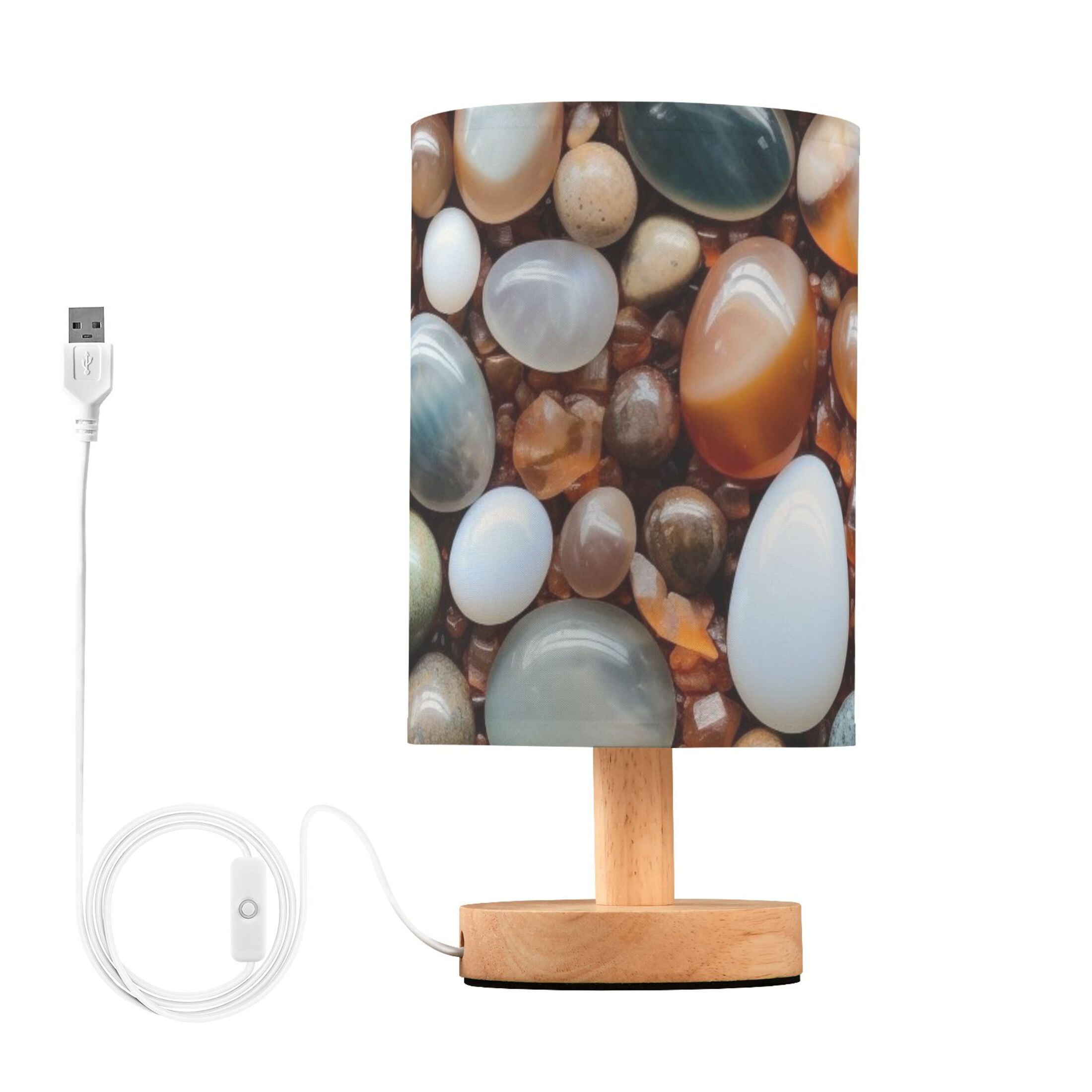 Stones Colorful Bedside Table Lamp LED Warm Lights with USB Charging ...