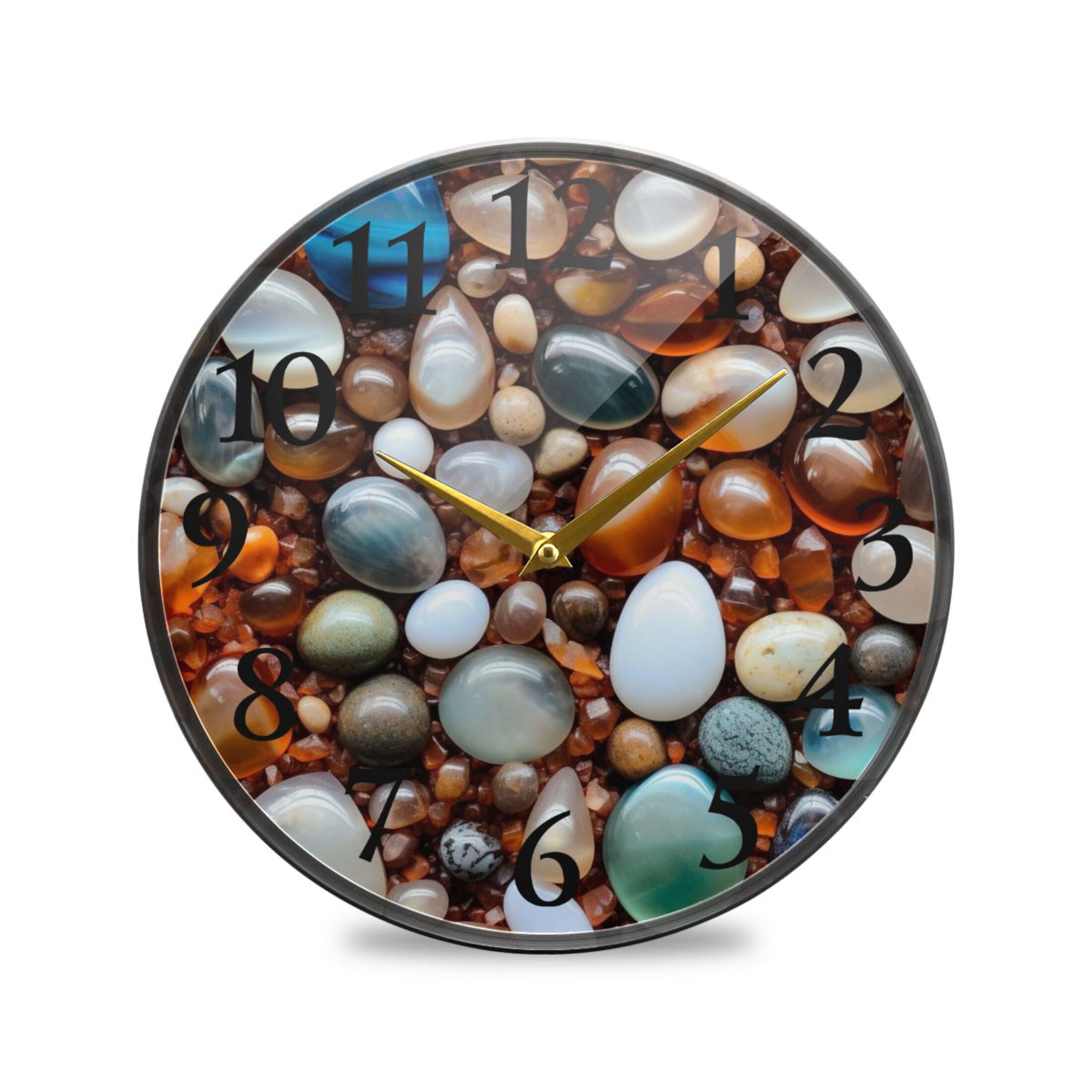 Stones Colorful Wall Clocks Battery Operated 11.9 Inch Round Clock ...