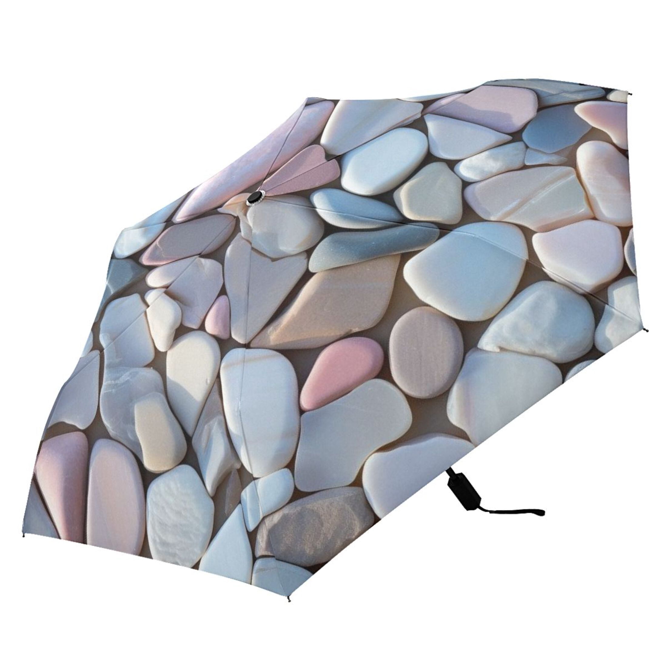 Stones Pink Compact Folding Umbrella for Rain Windproof Travel Umbrella ...