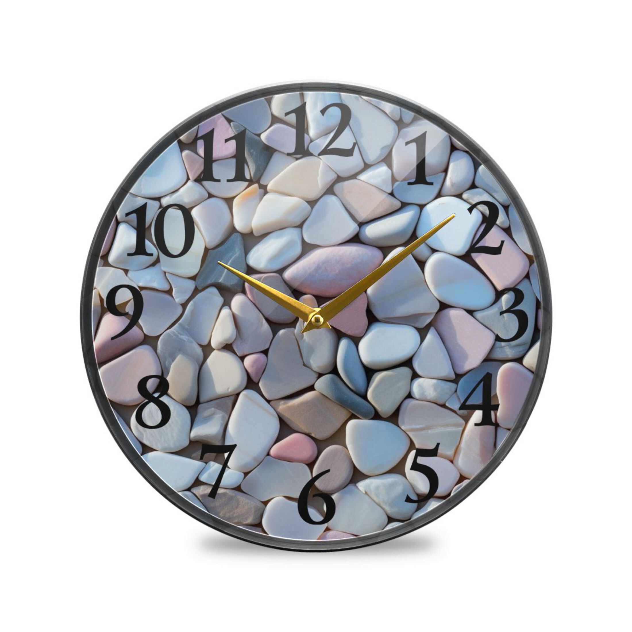 Stones Pink Wall Clocks Battery Operated 9.5 Inch Round Clock Acrylic ...