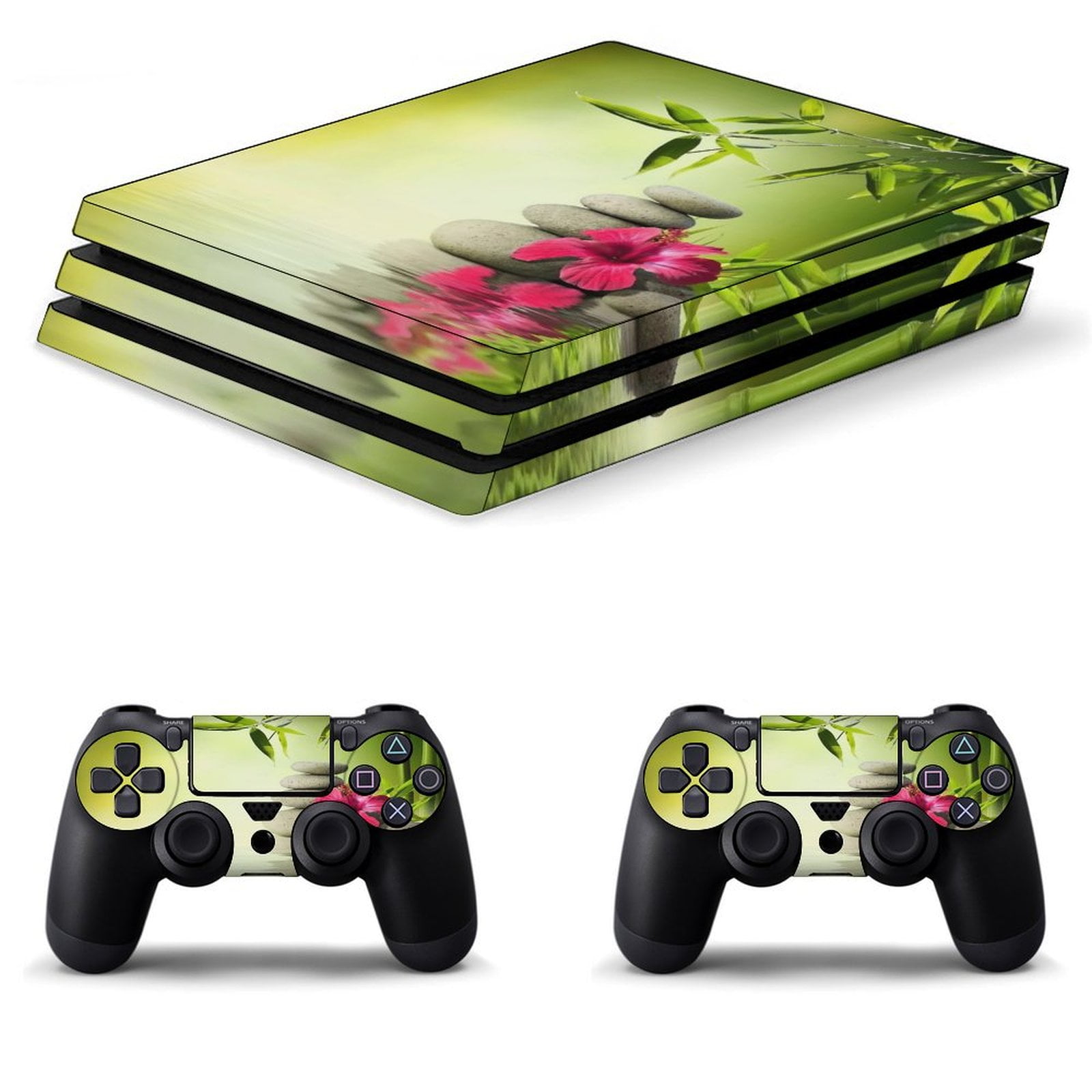 Stones Red Hibiscus And Bamboo on The Water PS4/PS4 Pro/PS4 Slim Skin ...