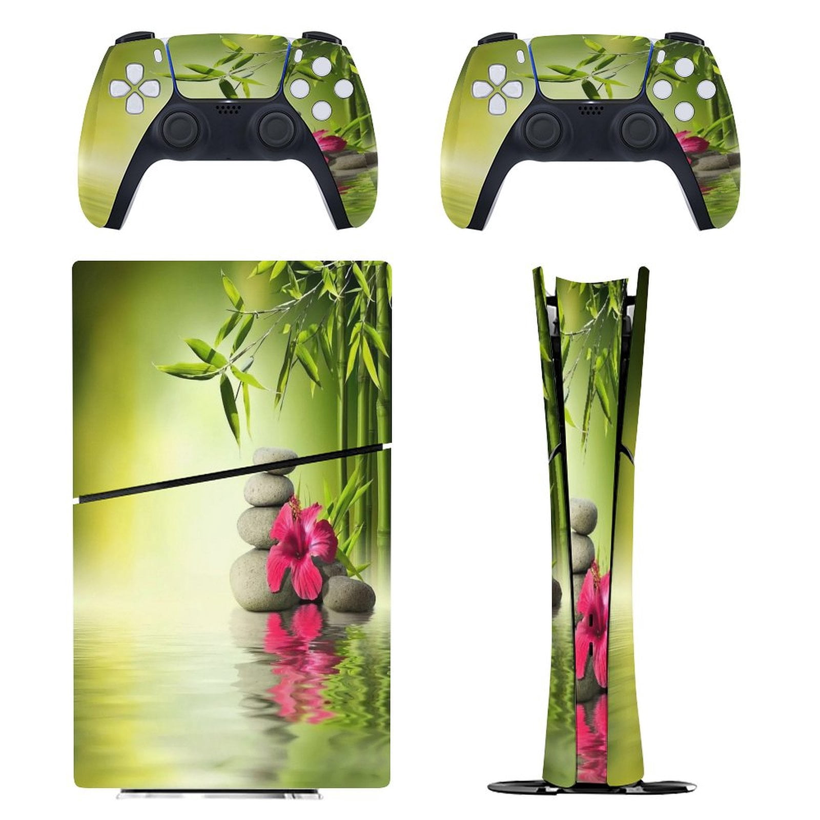 Stones Red Hibiscus And Bamboo on The Water PS5/PS5 Pro/PS5 Slim ...