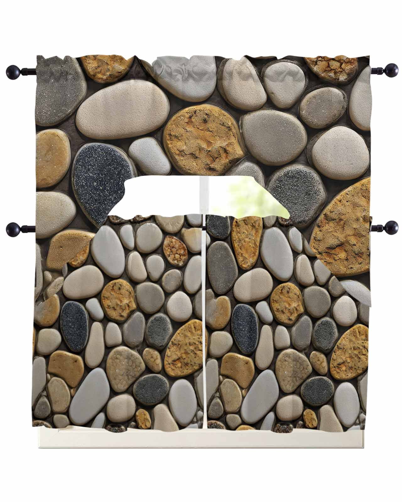 Stones Swag Curtains for Living Room/Bedroom Windows, Gravel Rock ...