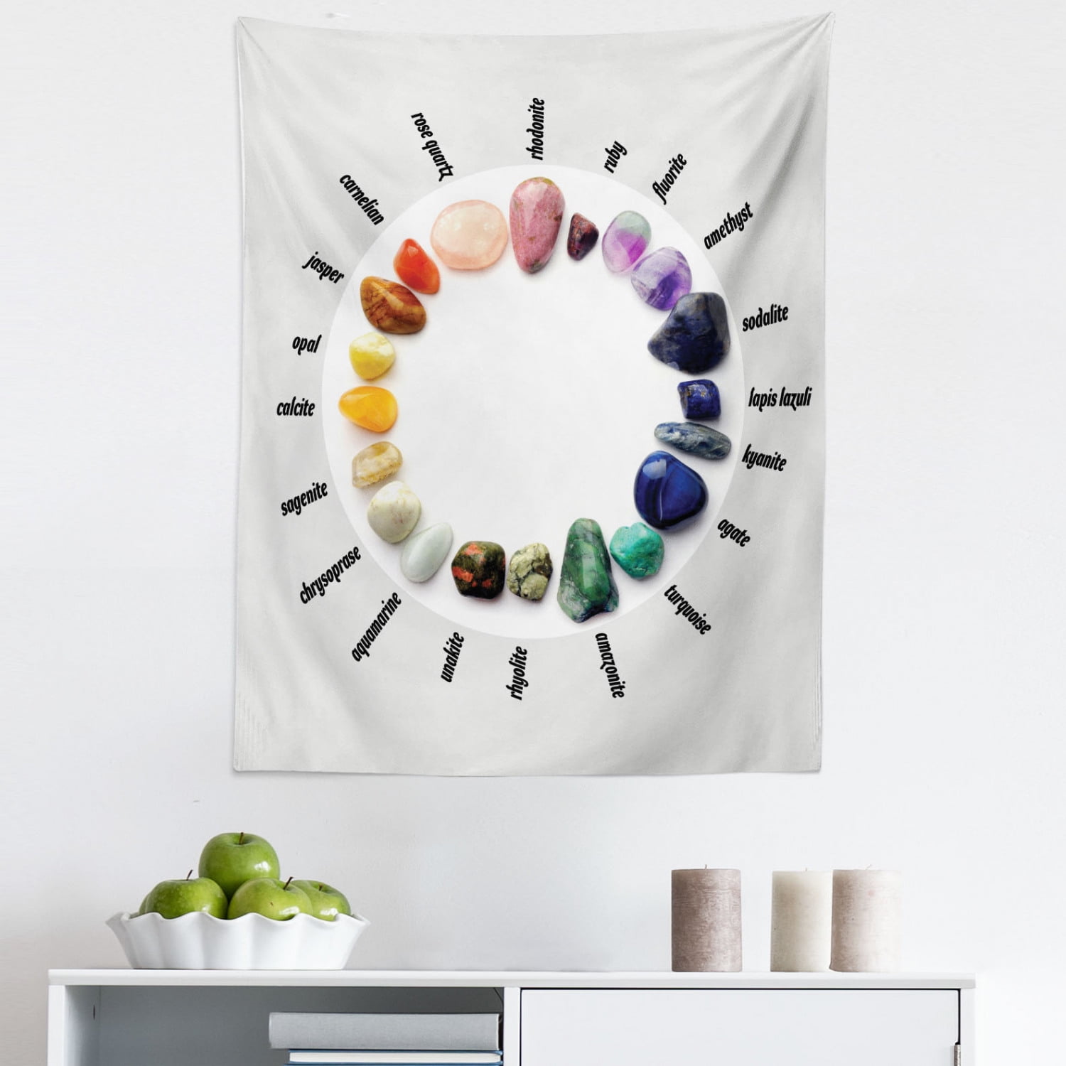Stones Tapestry, Natural Precious Rocks and Written Names Round Order ...