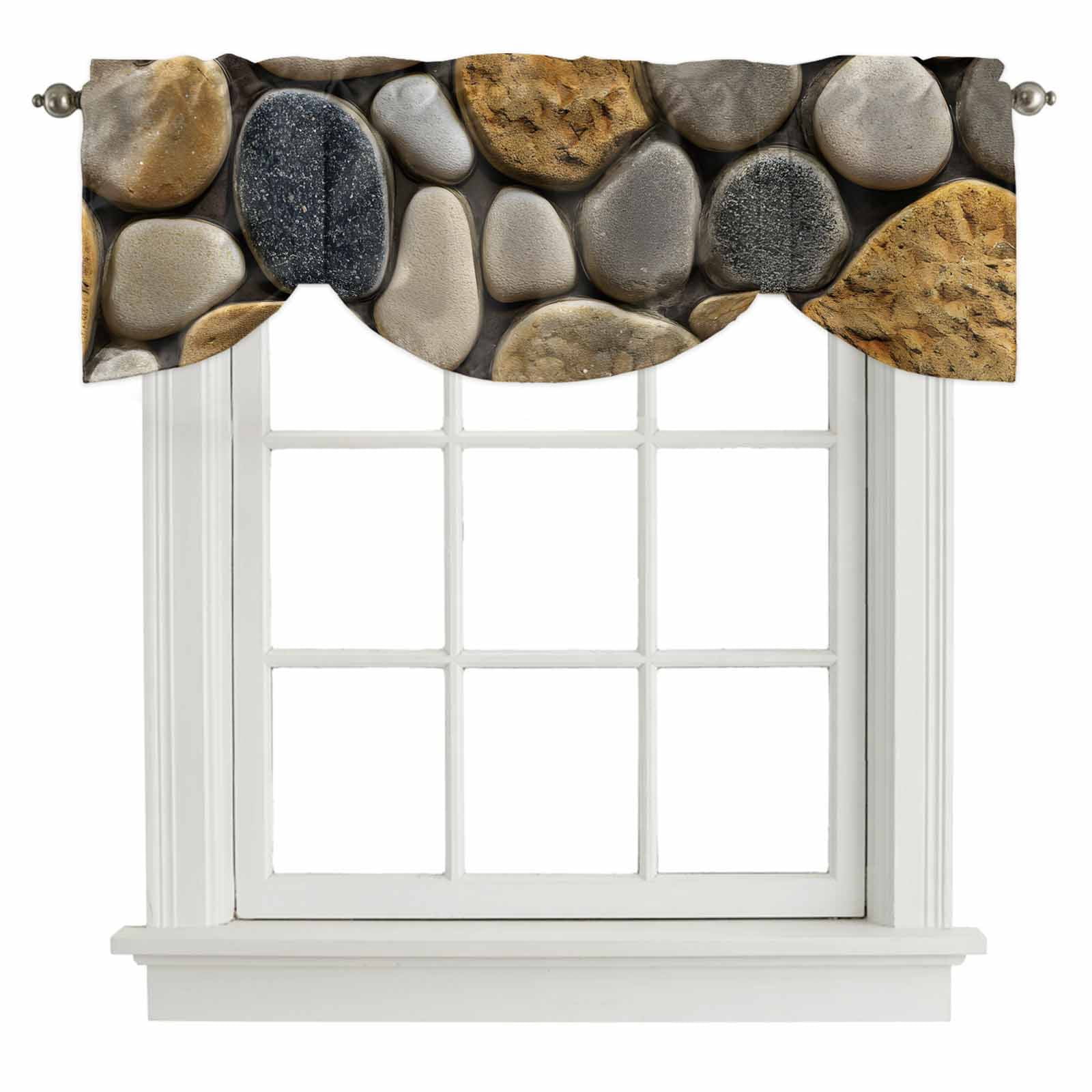 Stones Tie Up Valance Curtains for Windows, Kitchen Curtains Window ...
