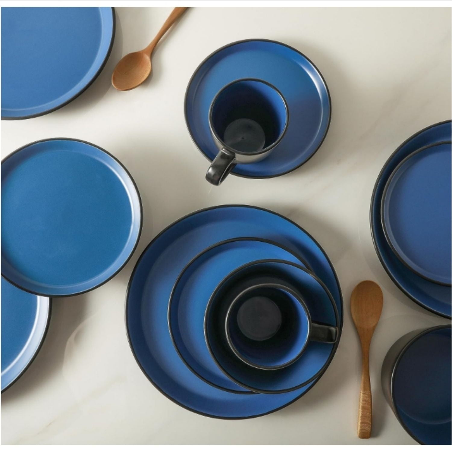 Stoneware 16-Piece Modern Dinnerware Set, Kitchen Plates and Bowls Sets ...