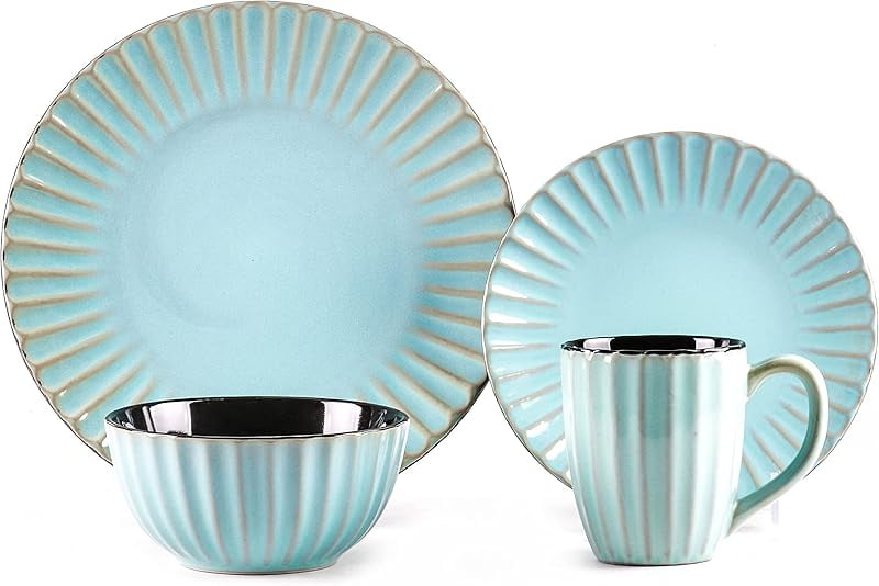 Stoneware 16pc Dinnerware Set, Golden Turquoise - Walmart.com
