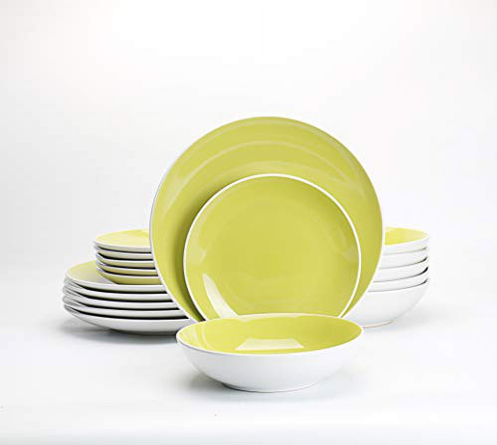 Stoneware 18pc Dinner Set, Outside White + Insdie Green - Walmart.com