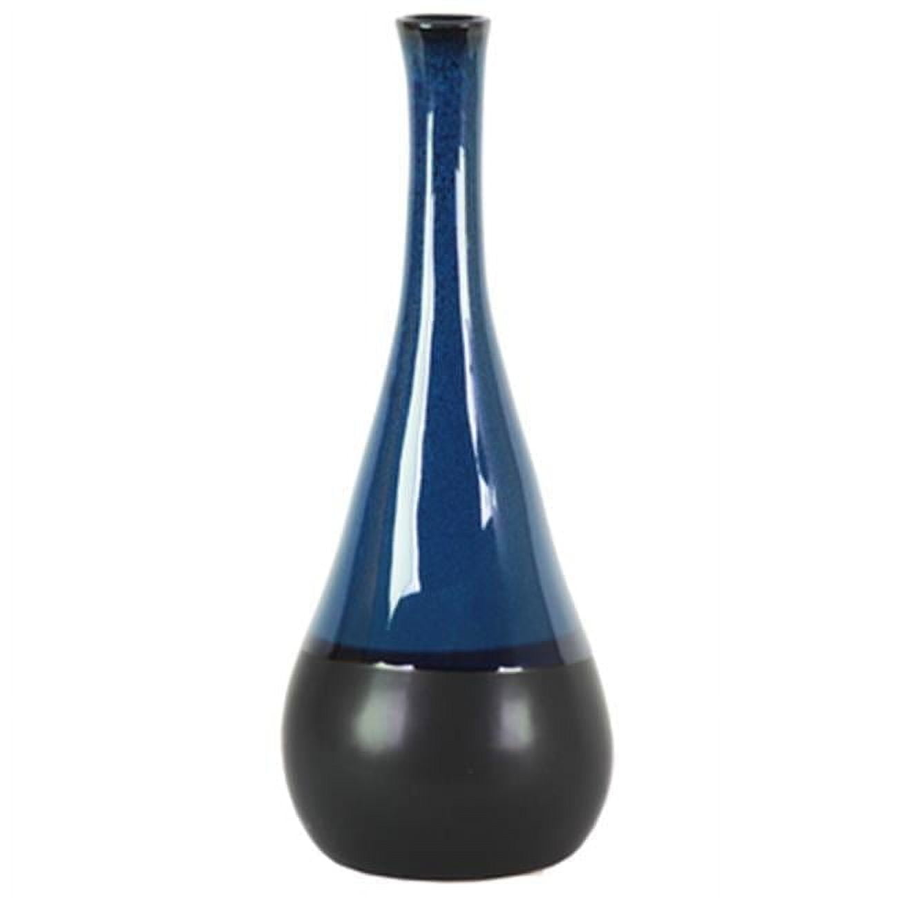 Stoneware Bellied Round Vase with Small Mouth, Blue - Large - Walmart.com