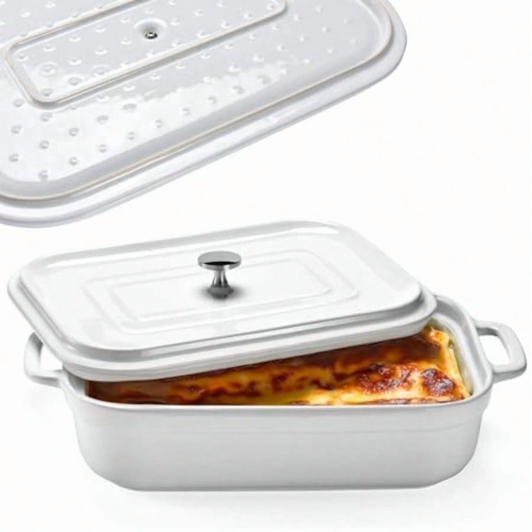 Stoneware Casserole With Lid - Rectangular Pan with Lid - Covered ...