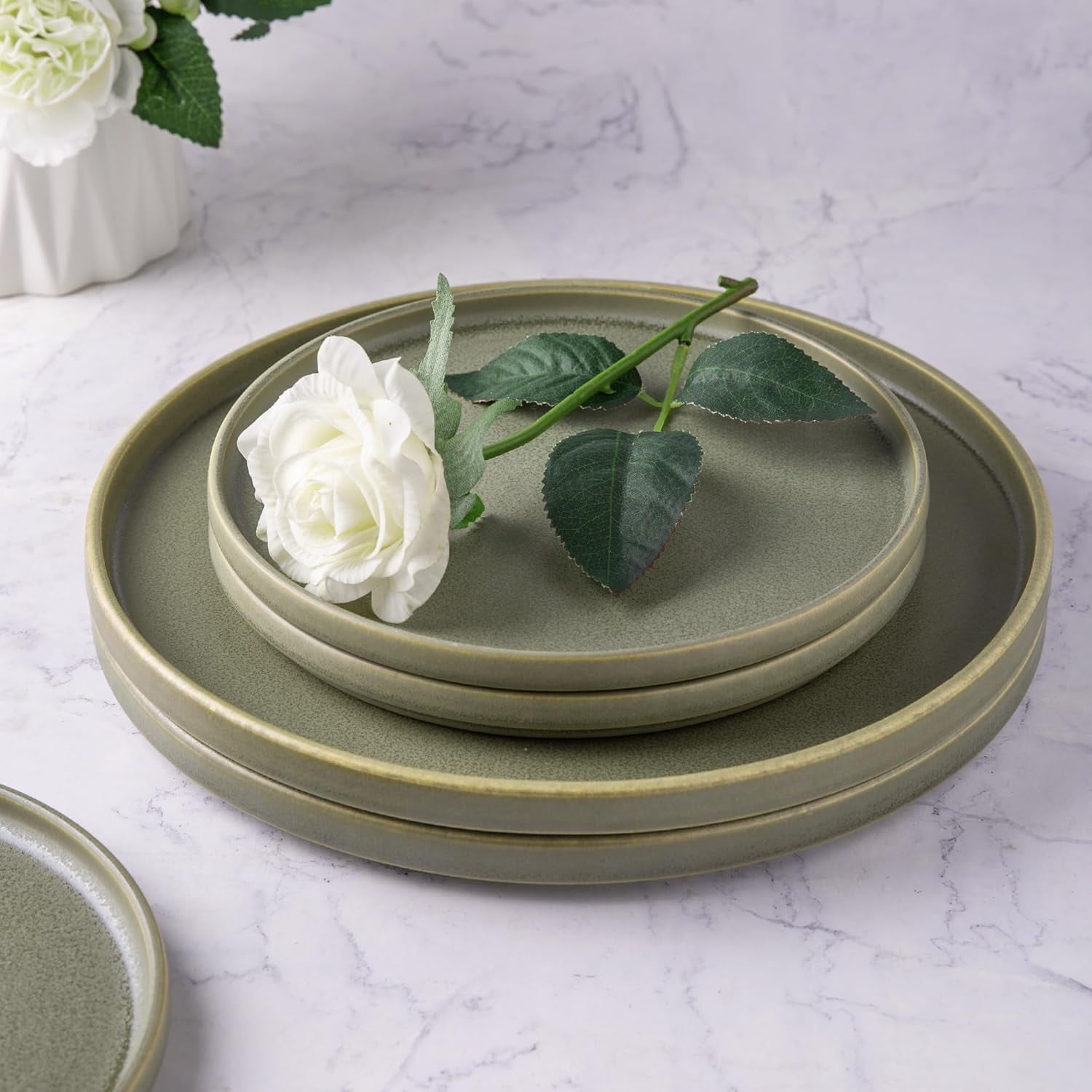 Stoneware Dinner Plates Set of 6, 10.5 Inch Reactive Matte Glaze ...