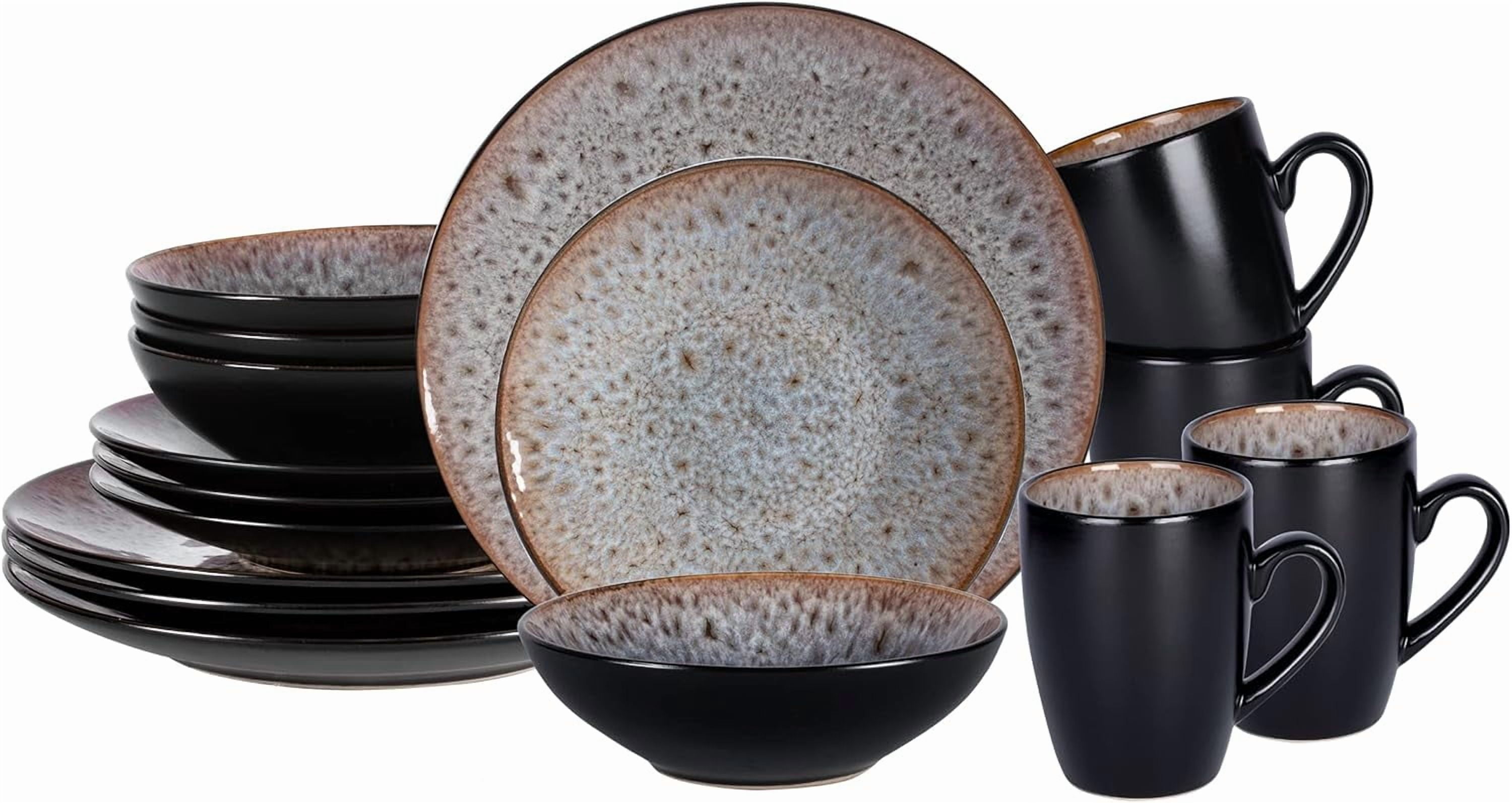Stoneware Dinner Set Reactive Glaze (16pc Set, Beige) - Walmart.com