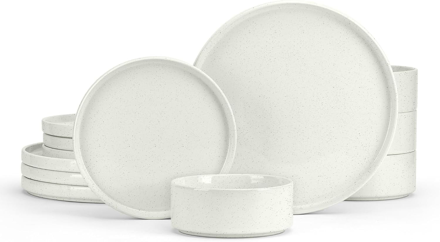 Stoneware Dinnerware Sets, 12-Piece Plates and Bowls Dish Set for 4 ...