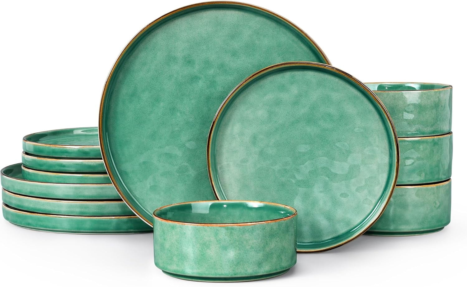 Stoneware Dinnerware Sets, 12 Piece Plates and Bowls Dish Set for 4 ...