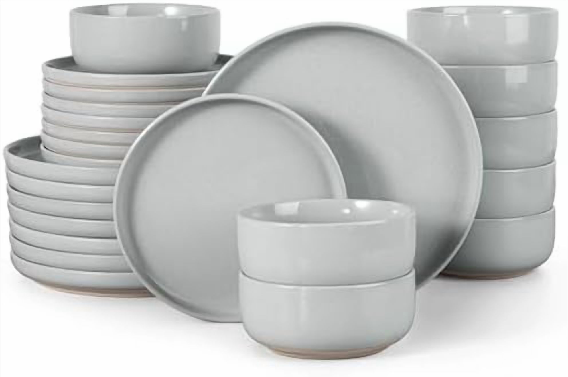 Stoneware Dinnerware Sets, 12-Piece Plates and Bowls Set for 4, Dishes ...