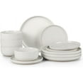 Stoneware Dinnerware Sets, 12-Piece Plates and Bowls Set for 4, Dishes ...