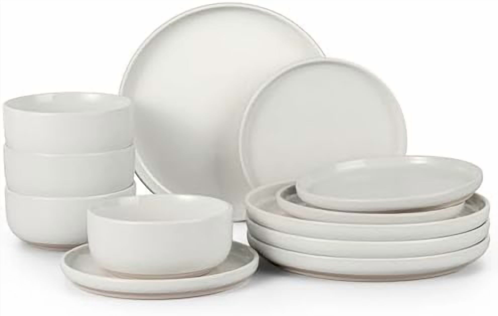 Stoneware Dinnerware Sets, 18-Piece Plates and Bowls Set for 6, Dishes ...