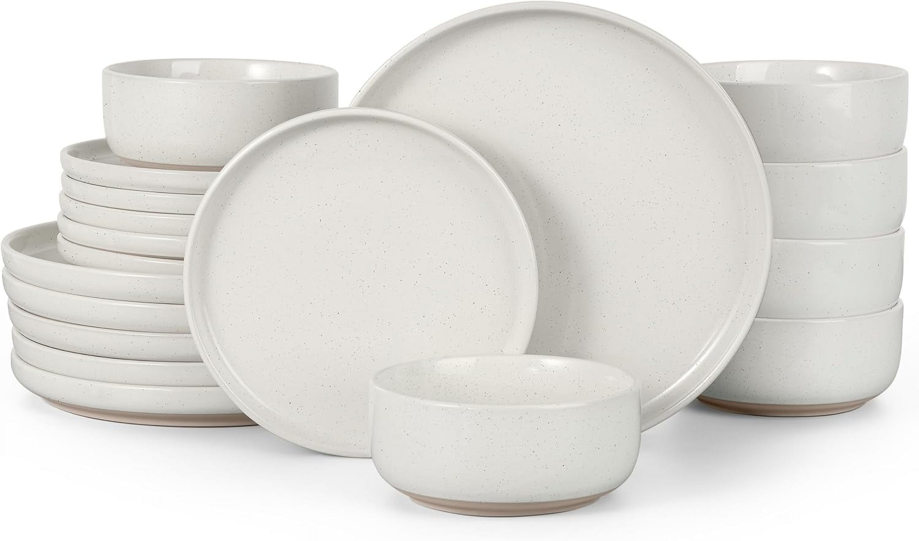 Stoneware Dinnerware Sets, 18-Piece Plates and Bowls Set for 6, Dishes ...