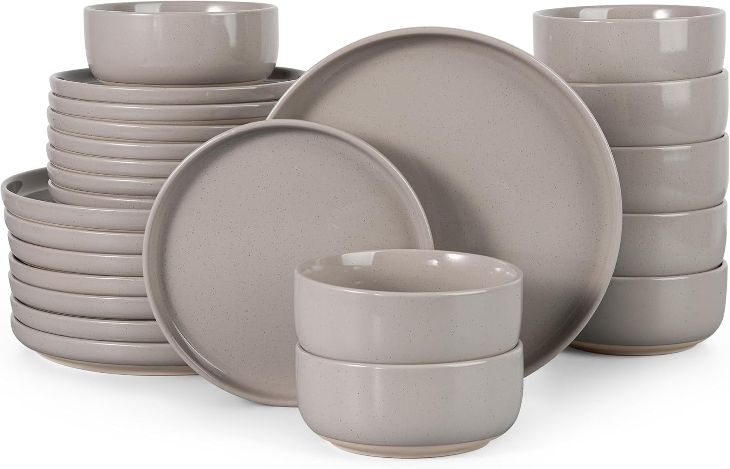 Stoneware Dinnerware Sets, 24-Piece Plates and Bowls Set for 8, Dishes ...
