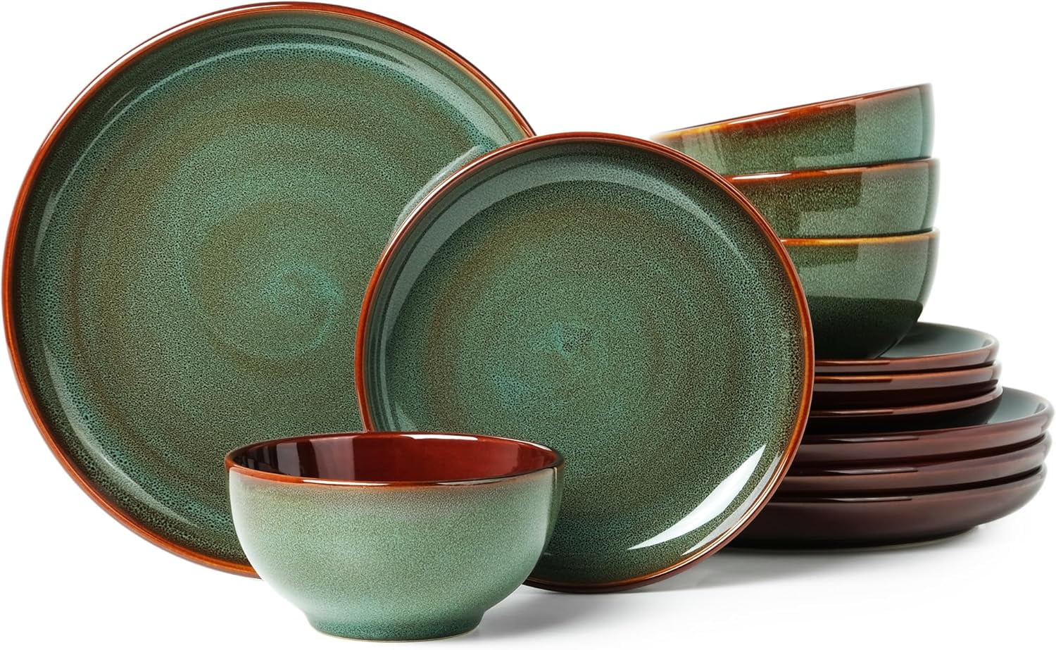 Stoneware Dinnerware Sets, Ceramic Plates and Bowls Set, Microwave ...