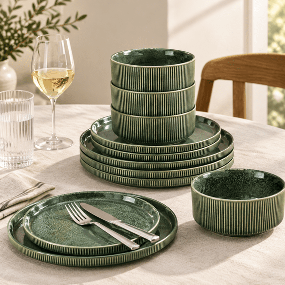 Stoneware Dinnerware Sets For 4 12-piece Plates And Set - Walmart.com
