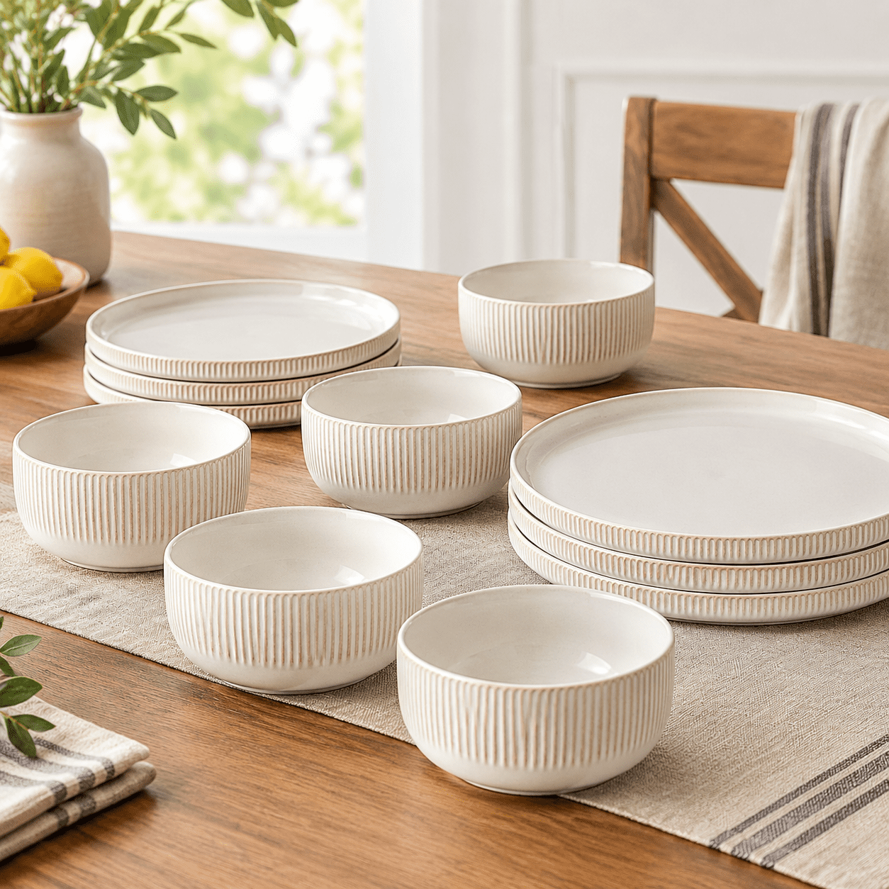 Stoneware Dinnerware Sets For 4 Vintwhite Plates And Set - Walmart.com