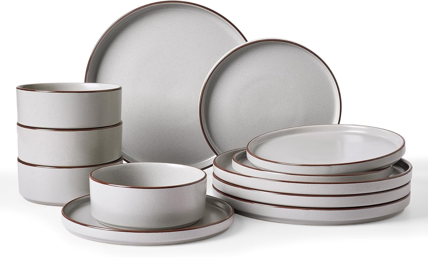 Stoneware Dinnerware Sets, Plates and Bowls Sets for 4, 12 Pieces ...