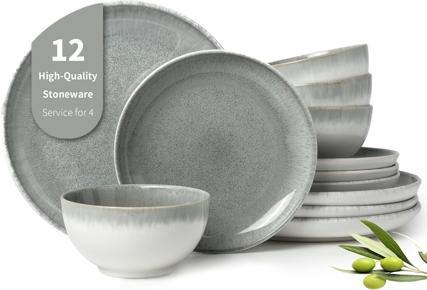 Stoneware Dinnerware Sets Service Reactive Glaze Plates and Bowls Sets ...