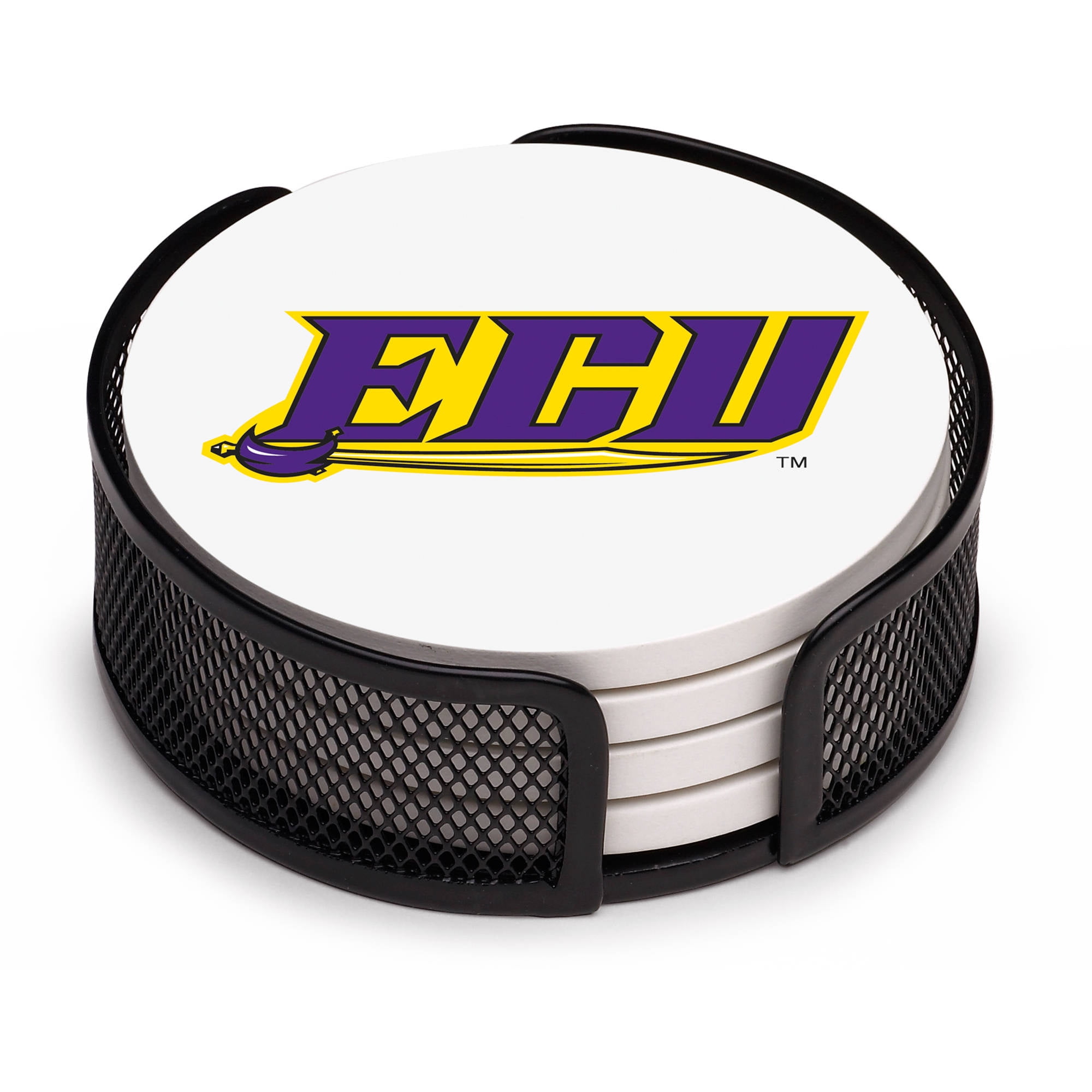 Stoneware Drink Coaster Set with Holder Included, East Carolina ...
