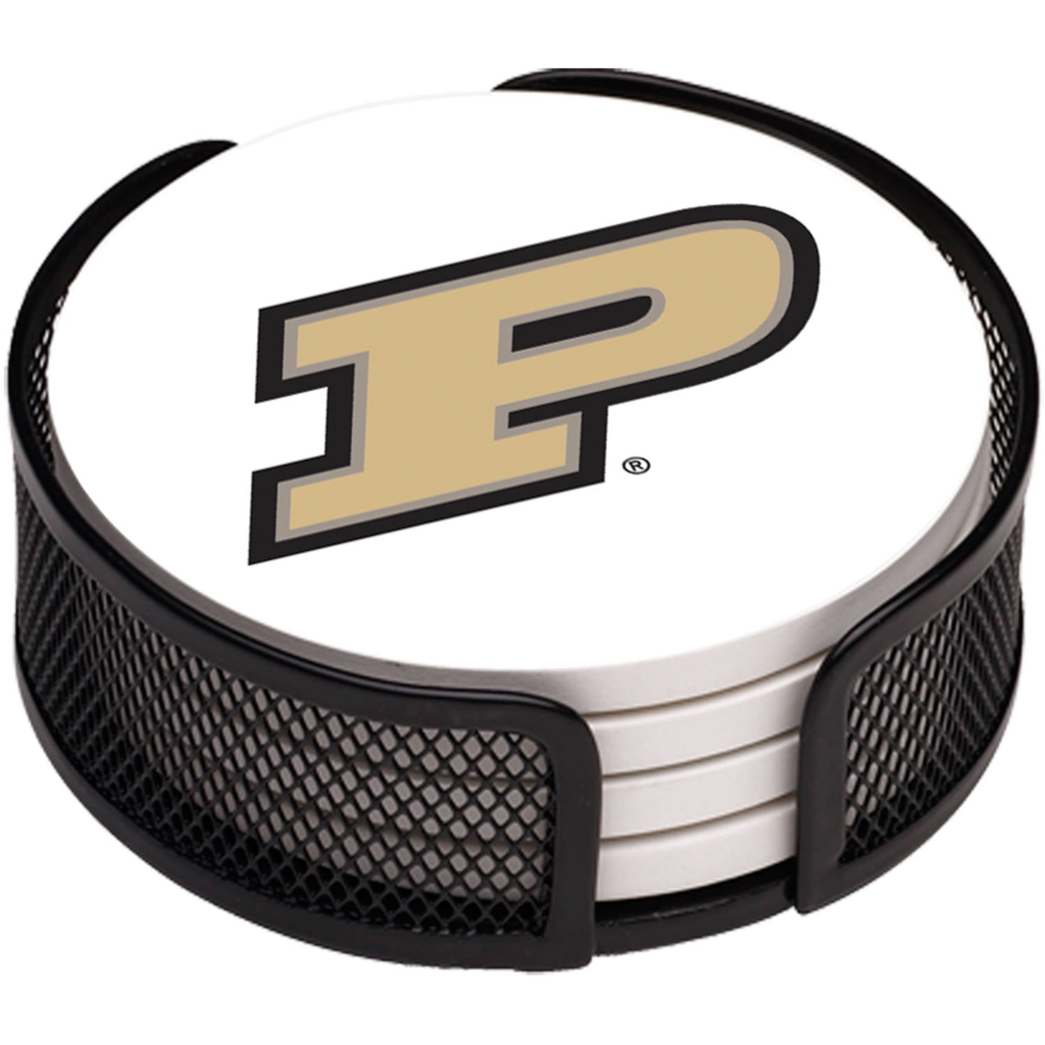 Stoneware Drink Coaster Set with Holder Included, Purdue University ...