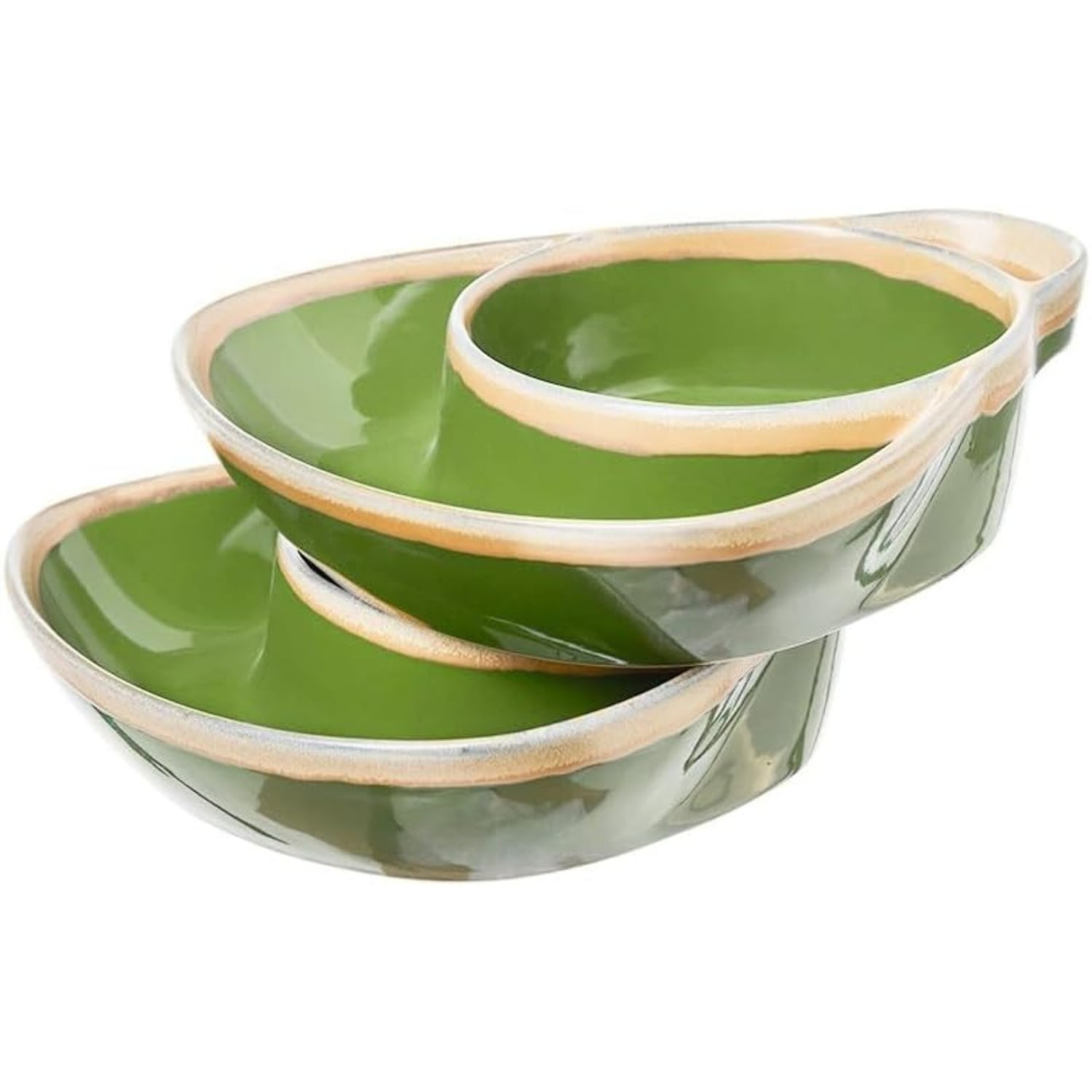 Stoneware Dual Compartment Soup & Side Bowl Set - Light Green New ...