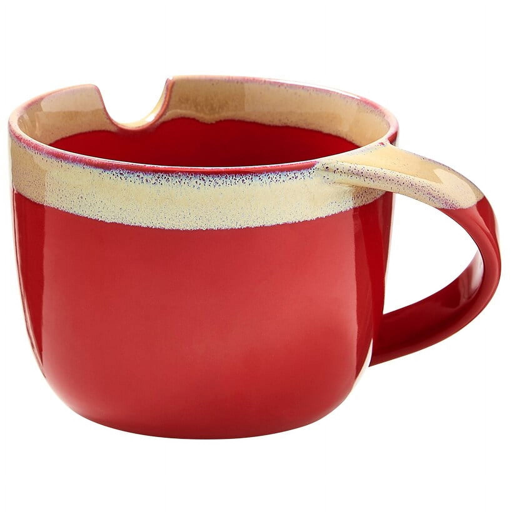 Rustic Stoneware Hand Warmer Bowl Soup Mugs - Red - Walmart.com
